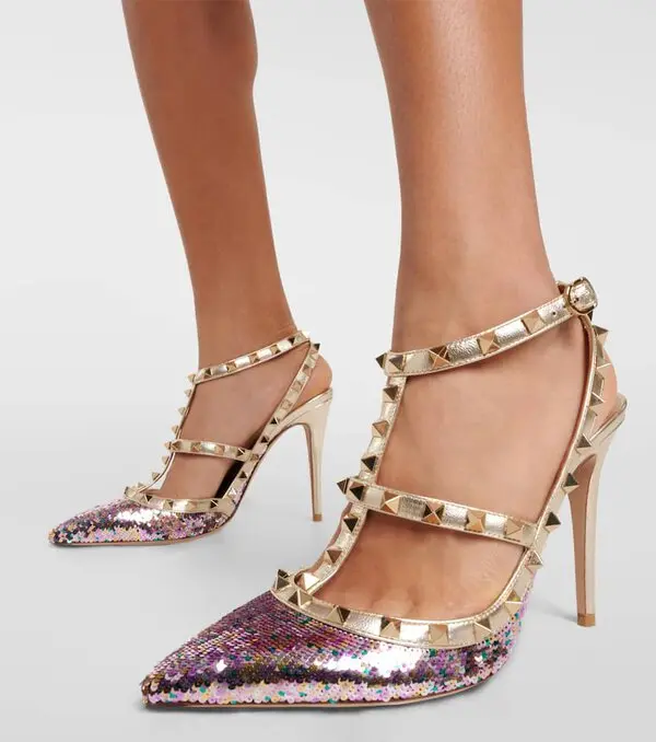 Valentino Garavani Rockstud Embellished Pumps - Multicoloured