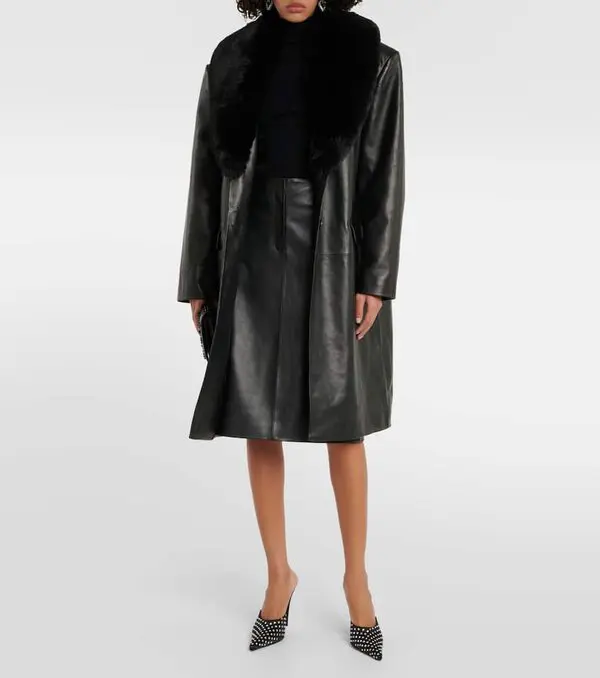 Magda Butrym Leather Midi Skirt