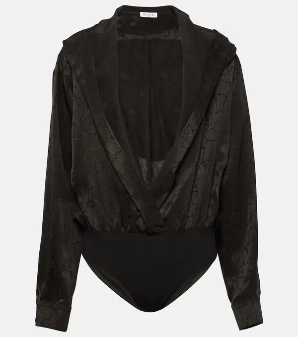 Alaïa Hooded Bodysuit In Noir