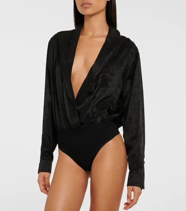 Alaïa Hooded Bodysuit In Noir