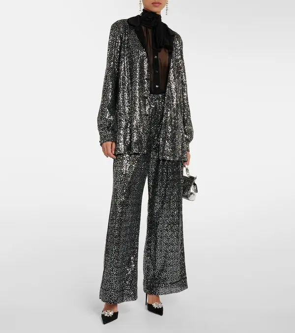 Dolce & Gabbana Floral-appliqué Silk Chiffon Blouse - Black