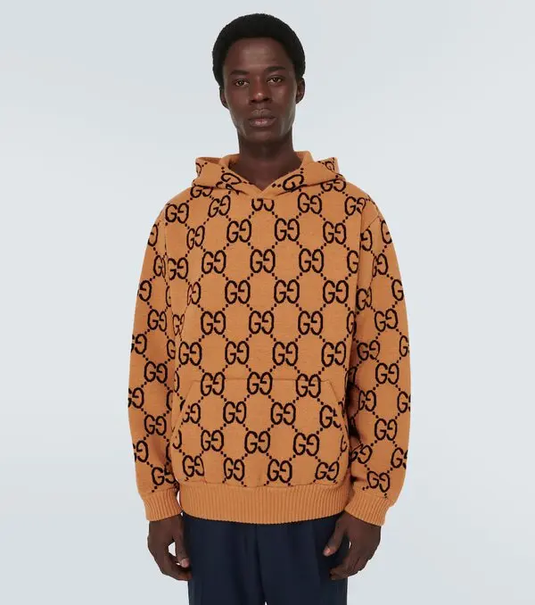 Gucci Gg Wool-Blend Hoodie - Brown | Editorialist