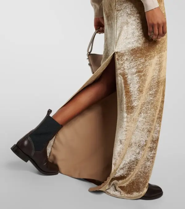Brunello Cucinelli High-rise Velvet Maxi Skirt