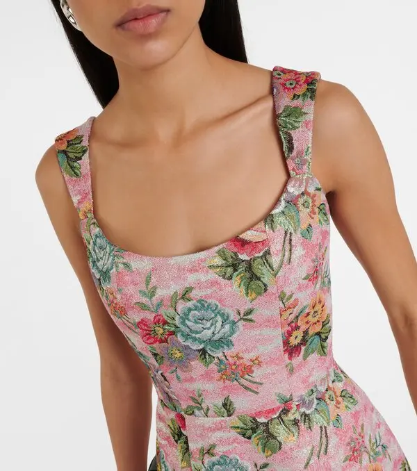 MARKARIAN Floral Bustier Midi Dress