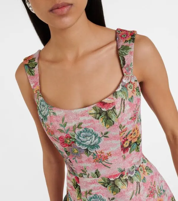 MARKARIAN Floral Bustier Midi Dress
