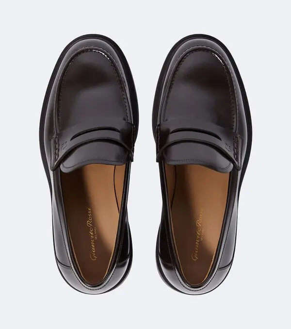 GIANVITO ROSSI Harris Leather Penny Loafers - Brown