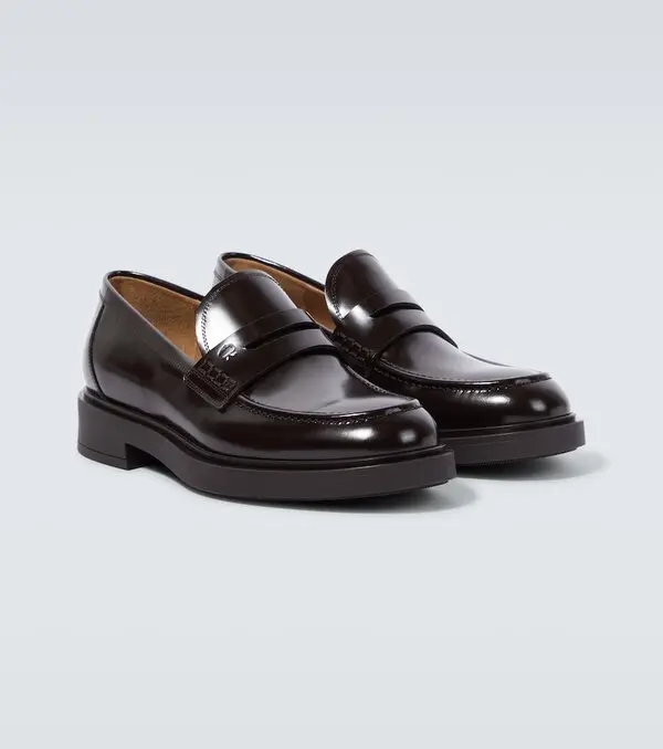 GIANVITO ROSSI Harris Leather Penny Loafers - Brown