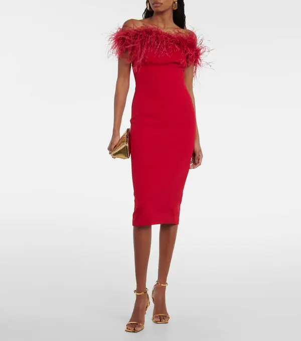 Safiyaa Starling Feather-trimmed Dress