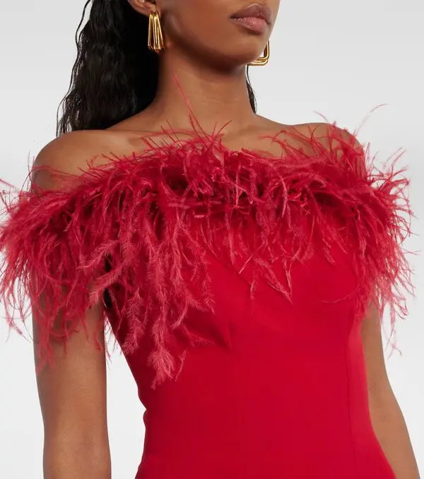 Safiyaa Starling Feather-trimmed Dress