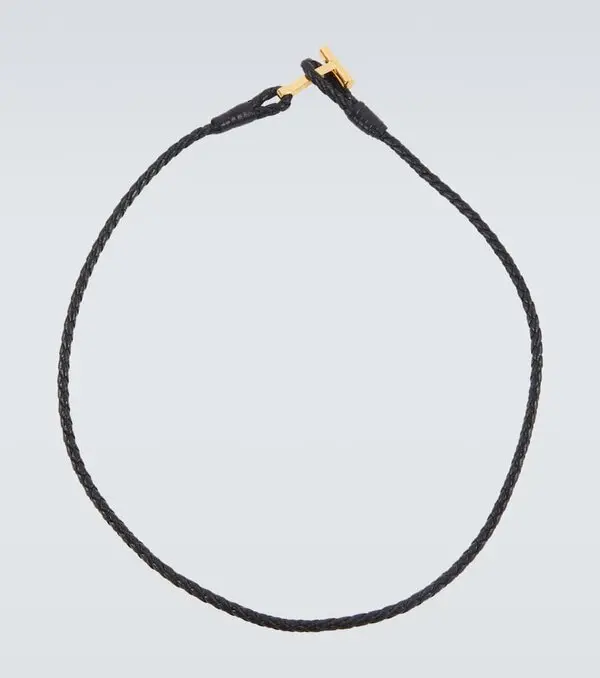 TOM FORD Braided Leather Bracelet - Black