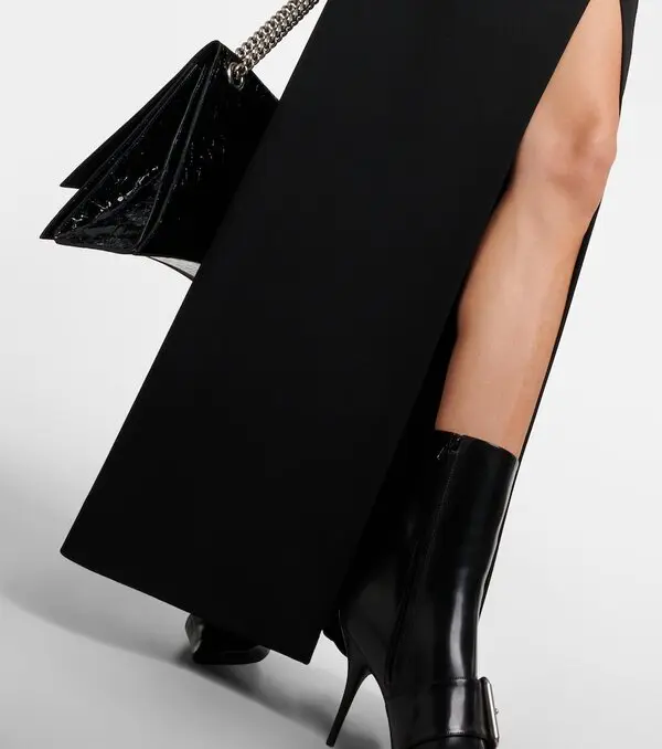 Balenciaga Side-slit Wool Twill Maxi Skirt