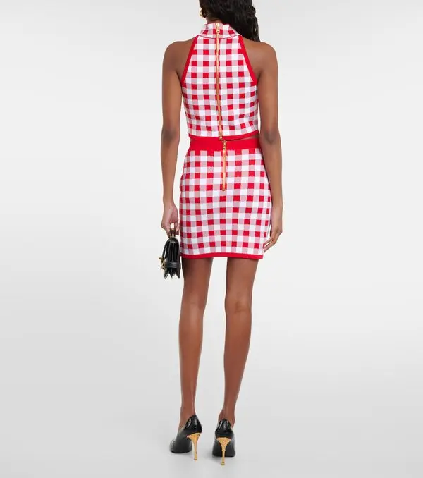 Balmain Gingham Knit Miniskirt - Multicoloured