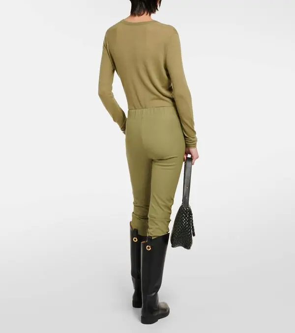 JOSEPH Mid-rise Gabardine Leggings - Green