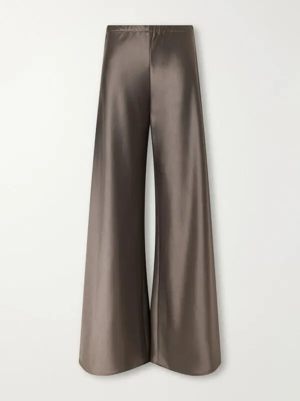 LA LIGNE Colby Satin Wide-leg Pants - Brown