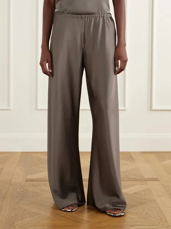 LA LIGNE Colby Satin Wide-leg Pants - Brown