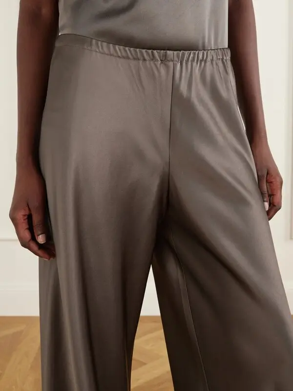LA LIGNE Colby Satin Wide-leg Pants - Brown