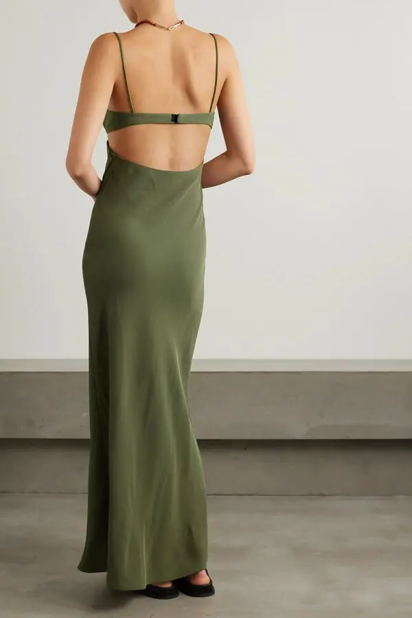 St. Agni Resort Cutout Twill Maxi Dress In Green - 40% Off | Editorialist
