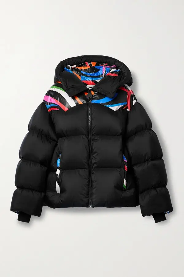 Emilio Pucci Hooded Printed Quilted Down Jacket