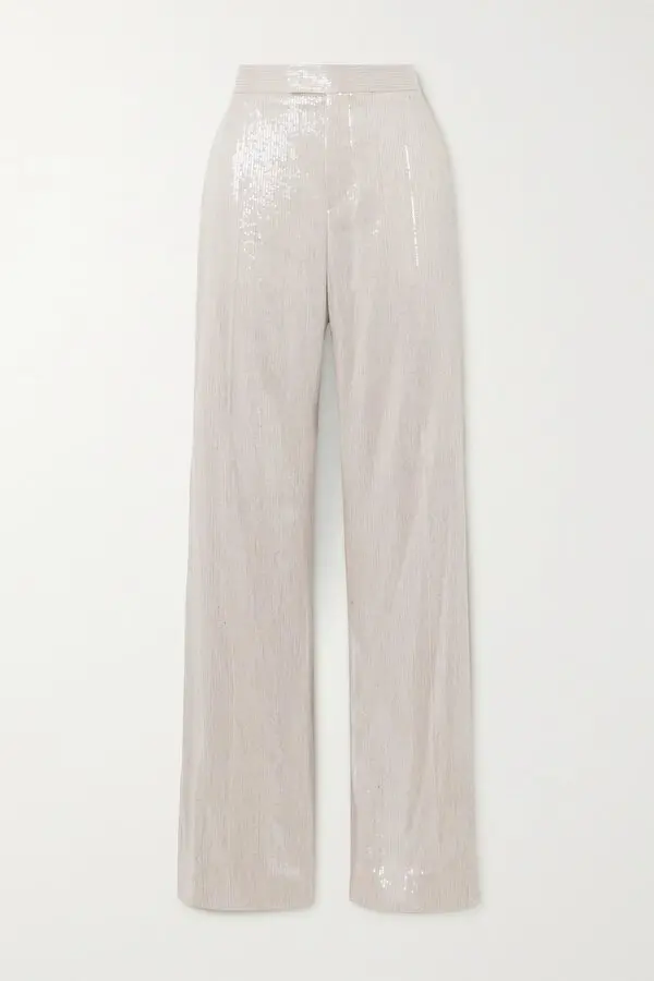 Brunello Cucinelli Sequined Crepe Wide-leg Pants