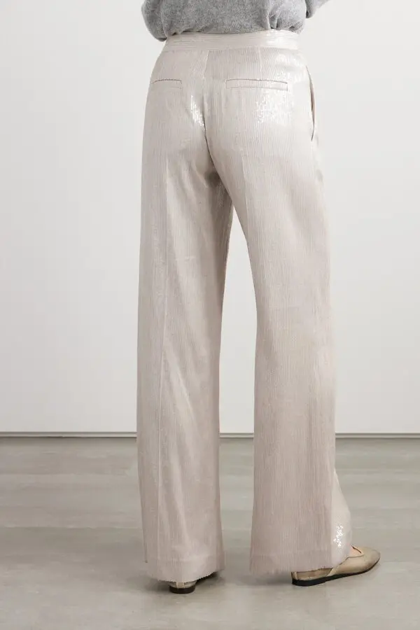 Brunello Cucinelli Sequined Crepe Wide-leg Pants