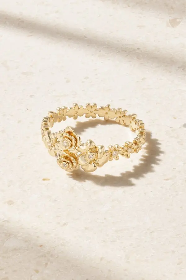 SYDNEY EVAN Flower Cluster Diamond Ring - Gold