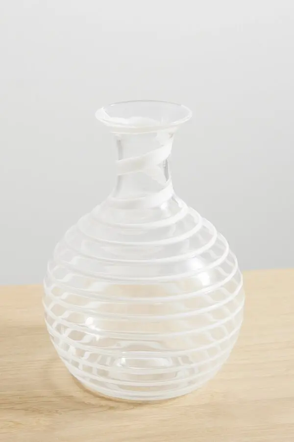 YALI GLASS A Filo Striped Glass Carafe - White