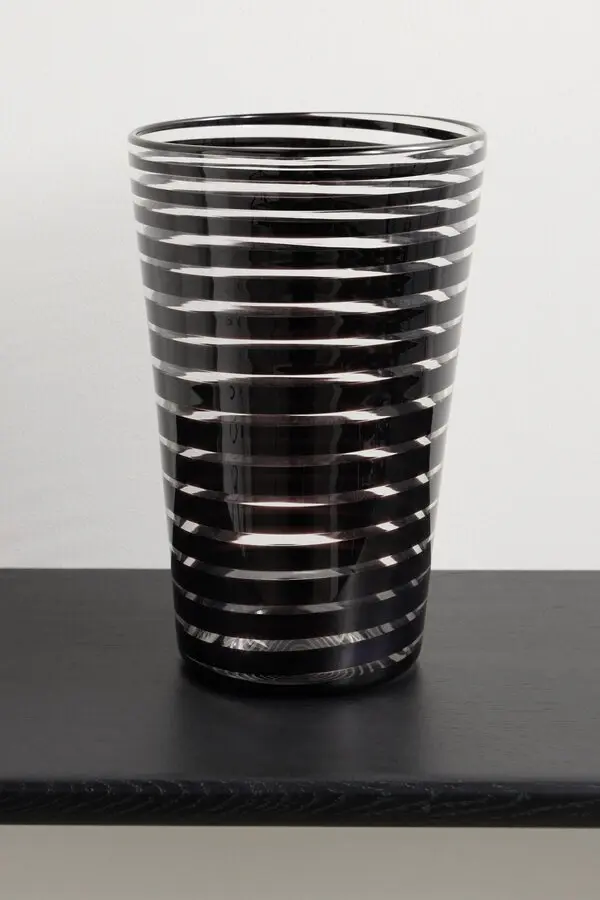 YALI GLASS A Nastro Striped Glass Vase - Black