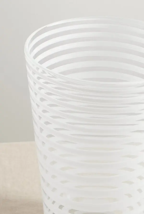 YALI GLASS A Nastro Striped Glass Vase - White