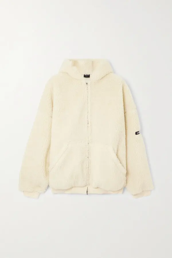 Balenciaga Oversized Hooded Faux Shearling Jacket