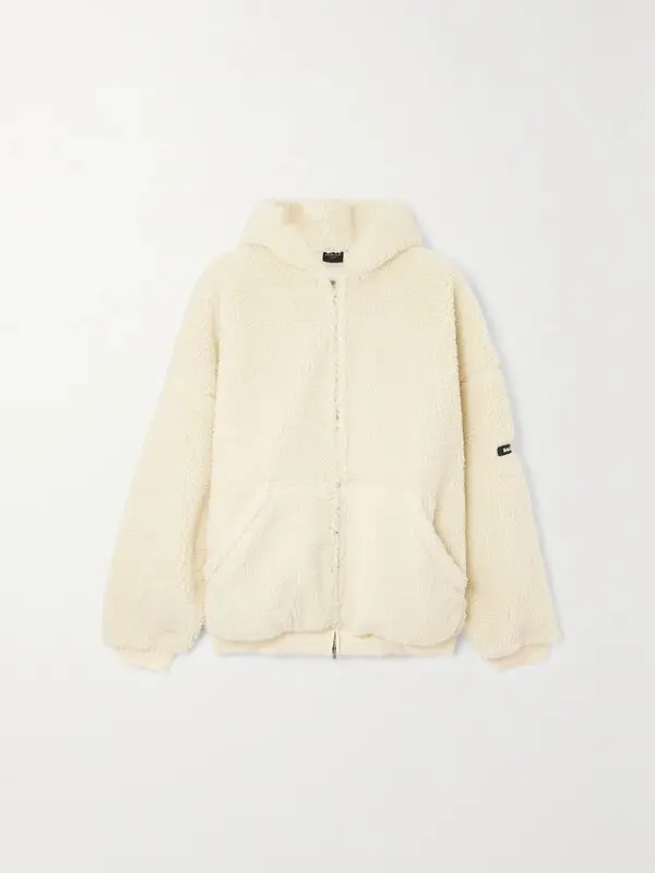 Balenciaga Oversized Hooded Faux Shearling Jacket - Neutrals