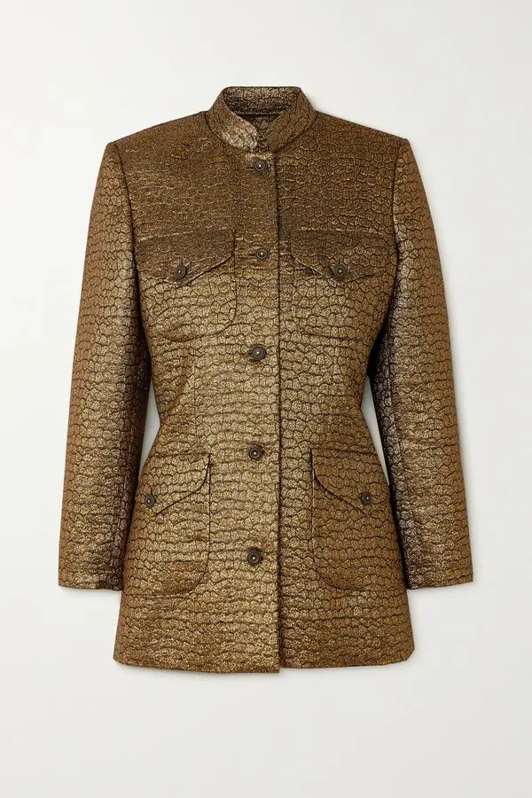 LIBEROWE Net Sustain Raja Crystal-embellished Metallic Jacquard Jacket - Gold