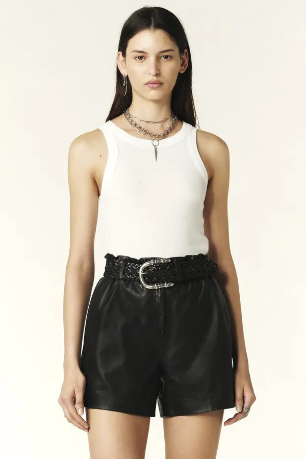Ba&sh Aglae High-rise Leather Shorts