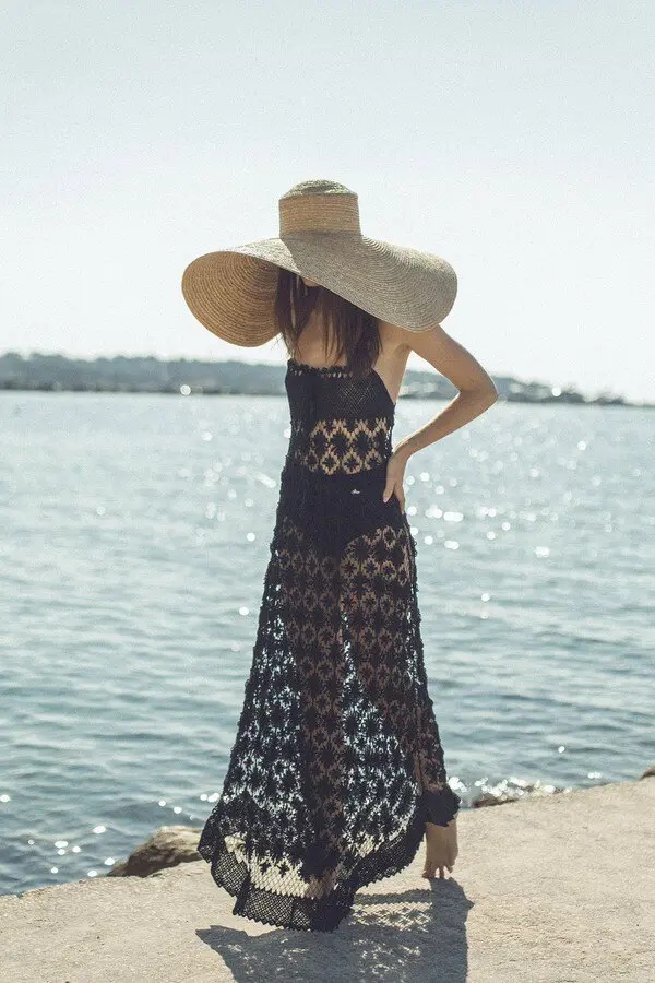 miguelina crochet dress Miguelina Nelinha Handmade Filet Dress - Black