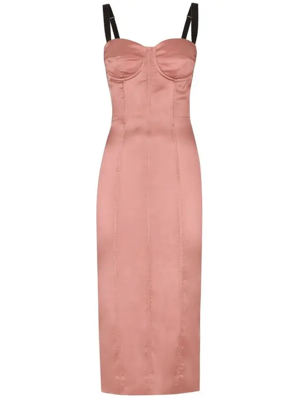 Dolce & Gabbana Sweetheart-neck Silk-blend Dress - Pink