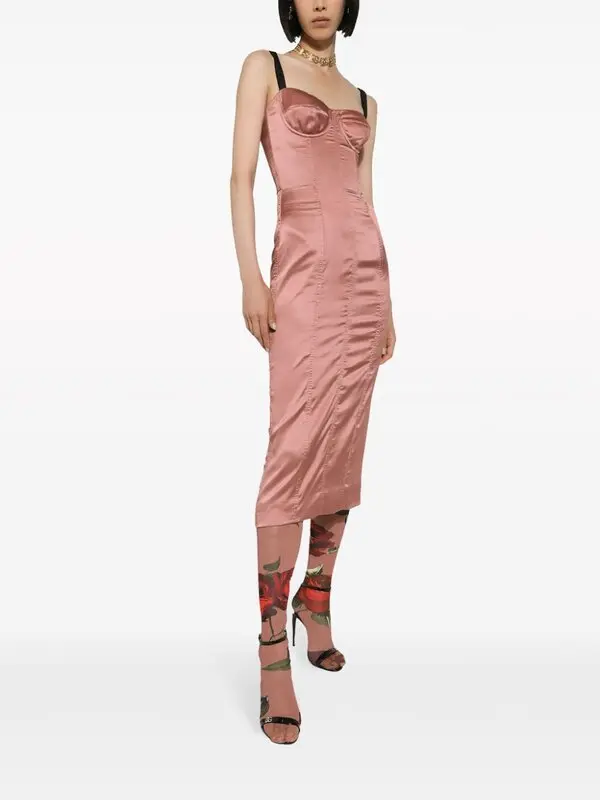 Dolce & Gabbana Sweetheart-neck Silk-blend Dress - Pink