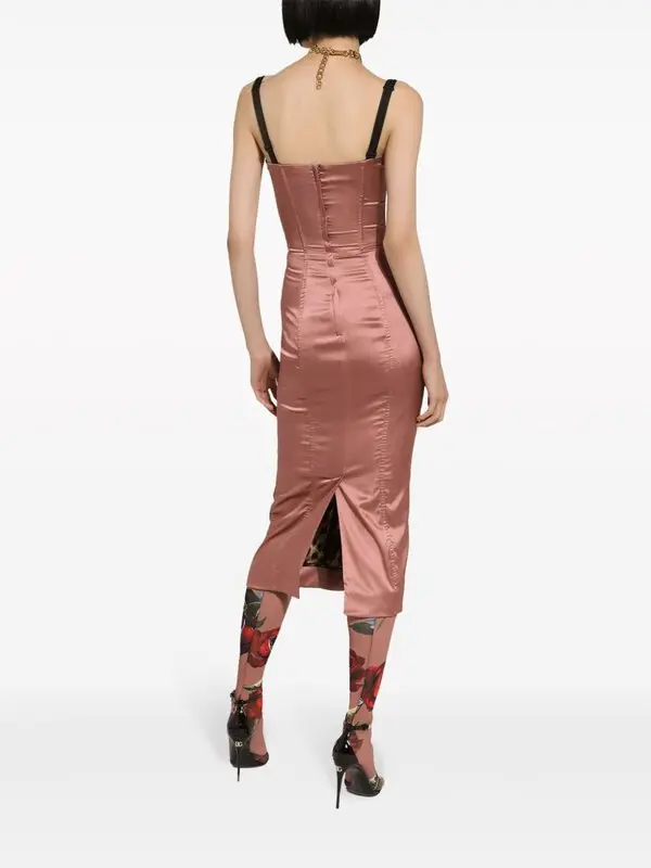 Dolce & Gabbana Sweetheart-neck Silk-blend Dress - Pink
