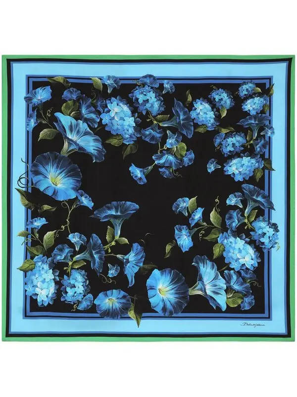 Dolce & Gabbana Floral-print Silk Scarf - Blue