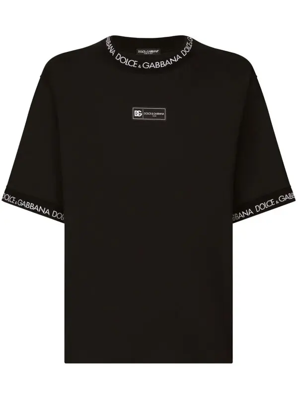 Dolce & Gabbana Logo-Print Cotton T-Shirt In Black - 50% Off