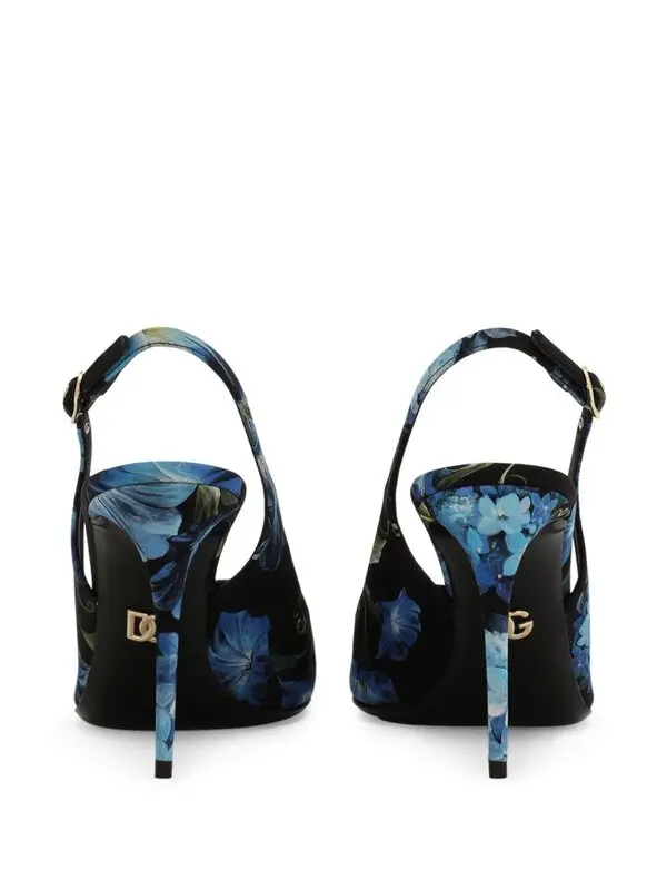 Dolce & Gabbana Floral-print Slingback Pumps - Blue