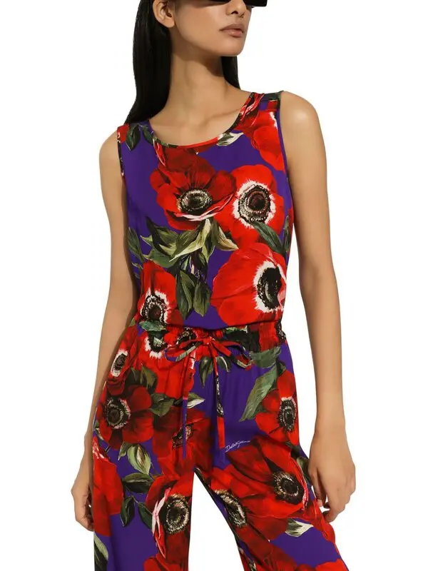 Dolce & Gabbana Poppy-print Tank Top - Purple