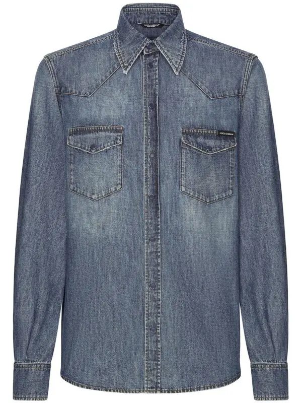 Dolce & Gabbana Point-collar Denim Shirt - Blue