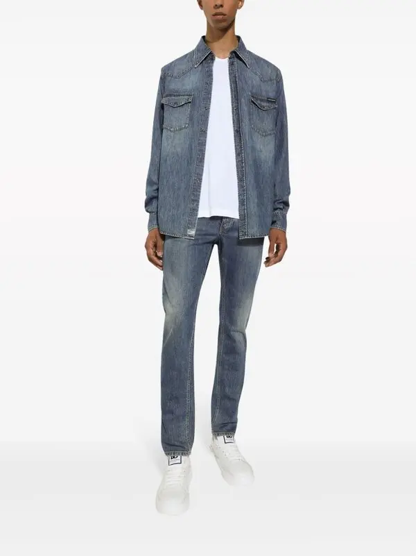 Dolce & Gabbana Point-collar Denim Shirt - Blue