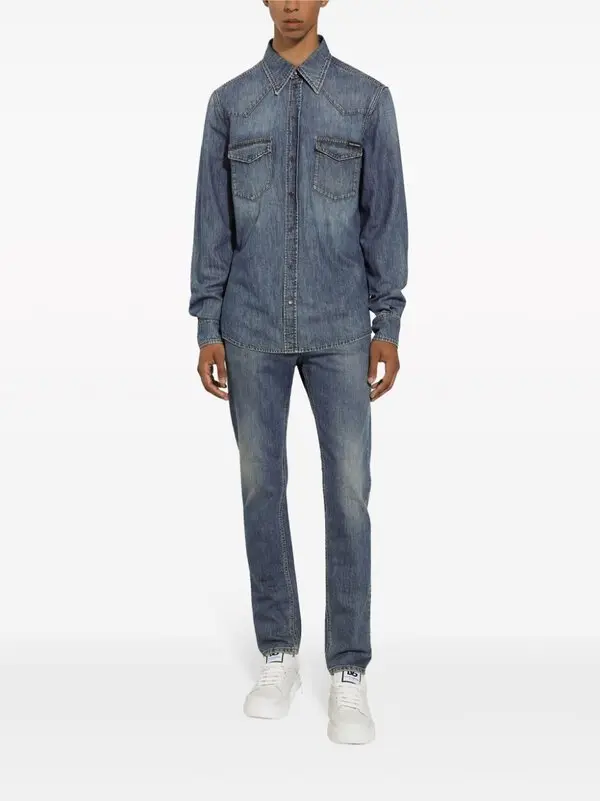 Dolce & Gabbana Point-collar Denim Shirt - Blue