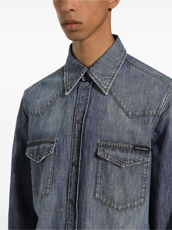 Dolce & Gabbana Point-collar Denim Shirt - Blue