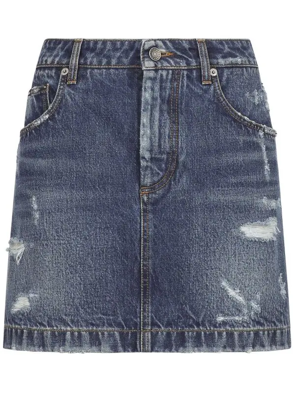 Dolce & Gabbana Distressed Denim Miniskirt - Blue