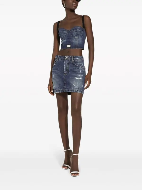 Dolce & Gabbana Distressed Denim Miniskirt