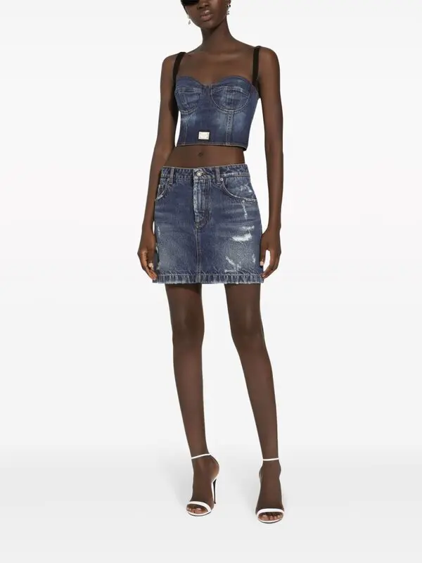 Dolce & Gabbana Distressed Denim Miniskirt