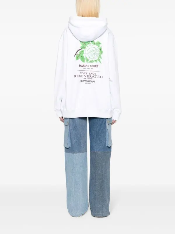 MARINE SERRE Cotton Hoodie With Crescent Moon Graphic