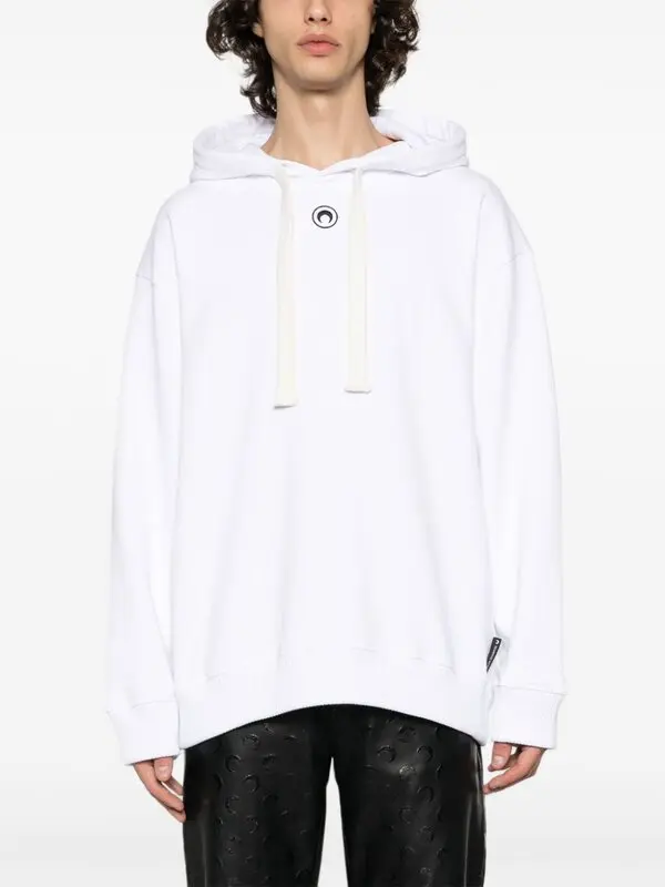 MARINE SERRE Cotton Hoodie With Crescent Moon Graphic