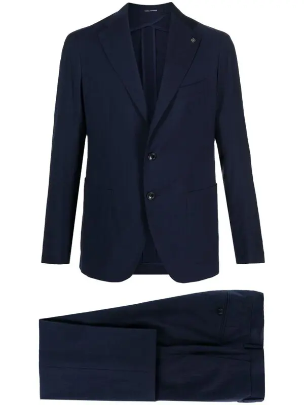 Tagliatore Logo-appliqué Virgin Wool Single-breasted Suit - Blue
